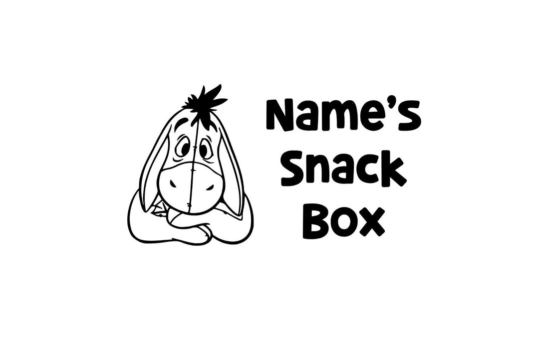 Personalised Winnie the Pooh Eeyore 'name's Snack Box' Vinyl Decal ...