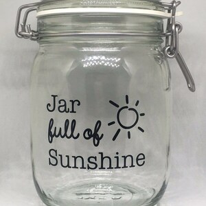 Jar Full of Sunshine Vinyl Decal Sticker - Ideal for DIY Happiness ...