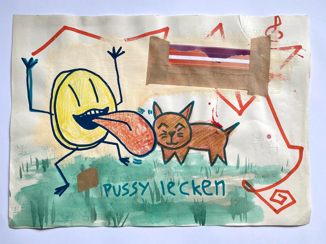 Drawing on Paper Max Pussy Licking Drawing Painting on Paper Smiley and ...