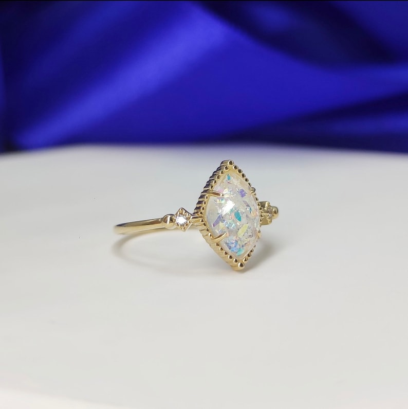 Custom Vintage Diamond Shape Cremation Ring, Ashes Ring, Ashes Memorial ...