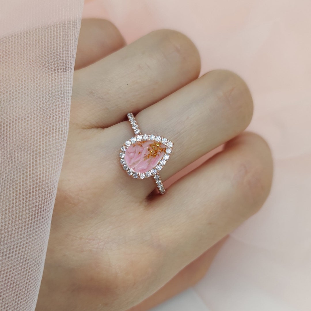 Pregnancy Test Cap Halo Teardrop Ring, Miscarriage Keepsake, Pregnancy ...