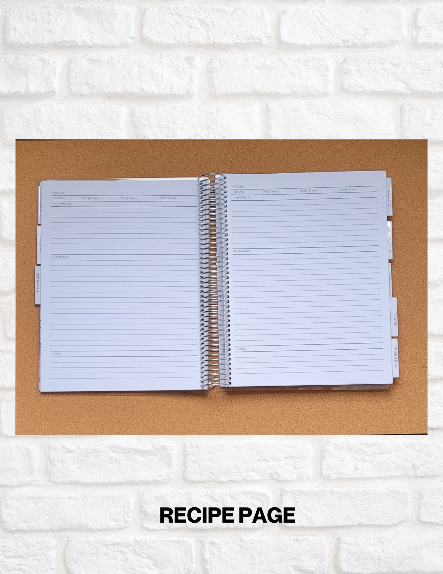 RECIPE Book, Blank, Coiled, 8.5x11, Tabbed, Neutral, Food Journal ...