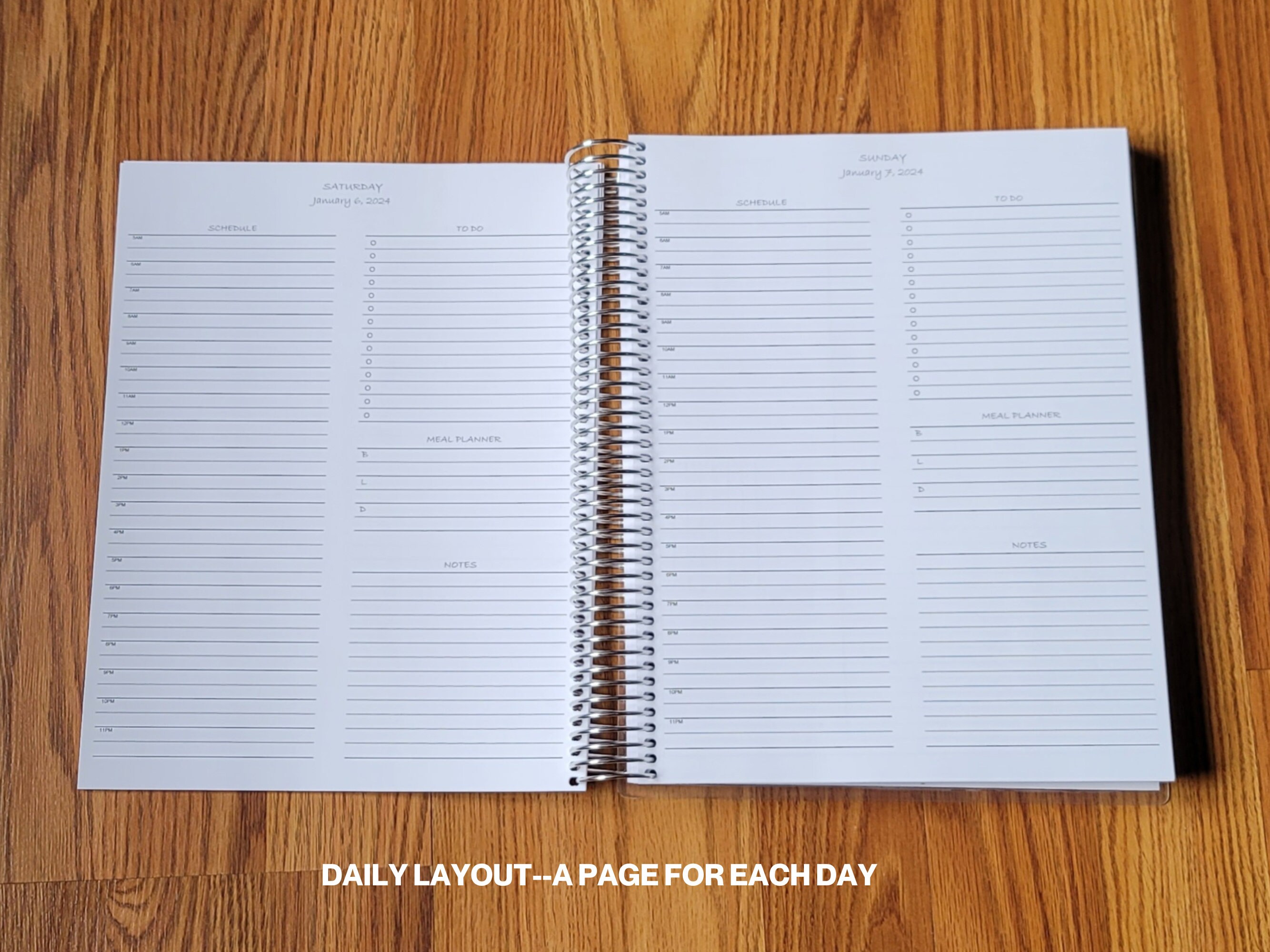 DAILY Planner, 2024, Scheduled, Page a Day, Weekly, 8.5 X 11, Lined ...