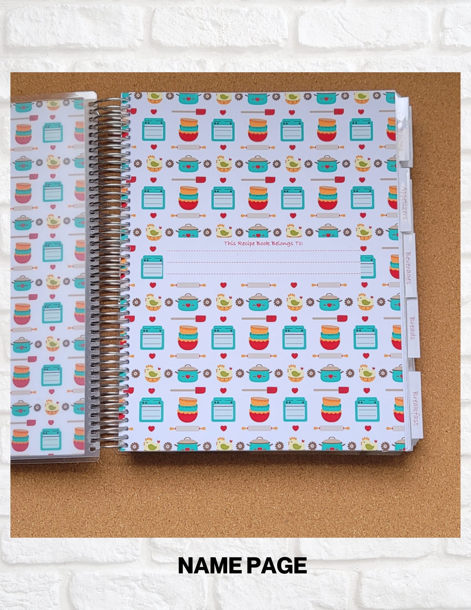RECIPE Book, Blank, Coiled, 8.5x11, Tabbed, Colorful, Food Journal ...