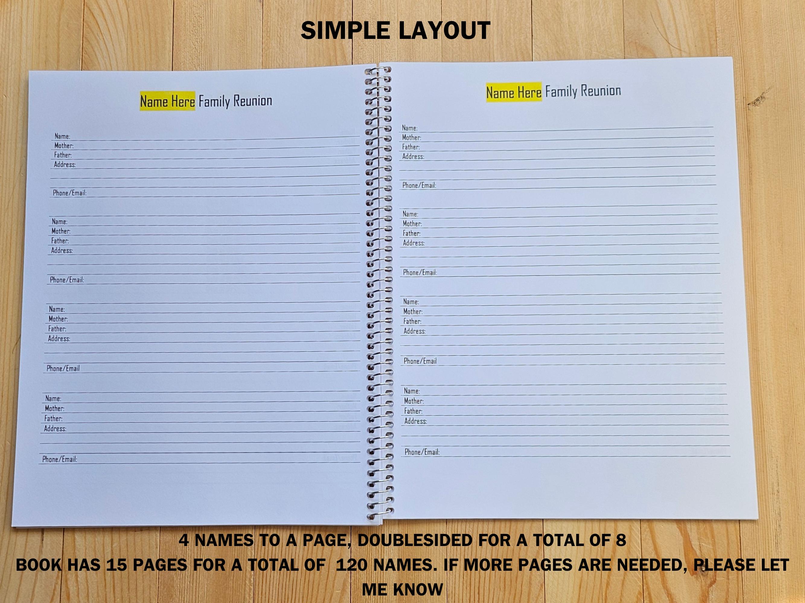 Personalized Family Reunion Log Book: Guest Sign In, Memory Keeper - Etsy