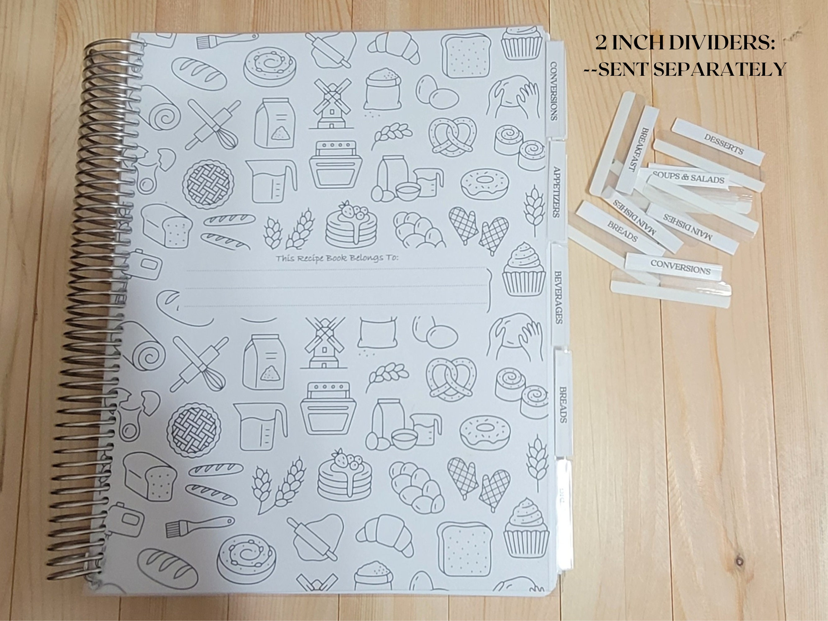 RECIPE Book, Blank, Coiled, 8.5x11, Tabbed, Neutral, Food Journal ...