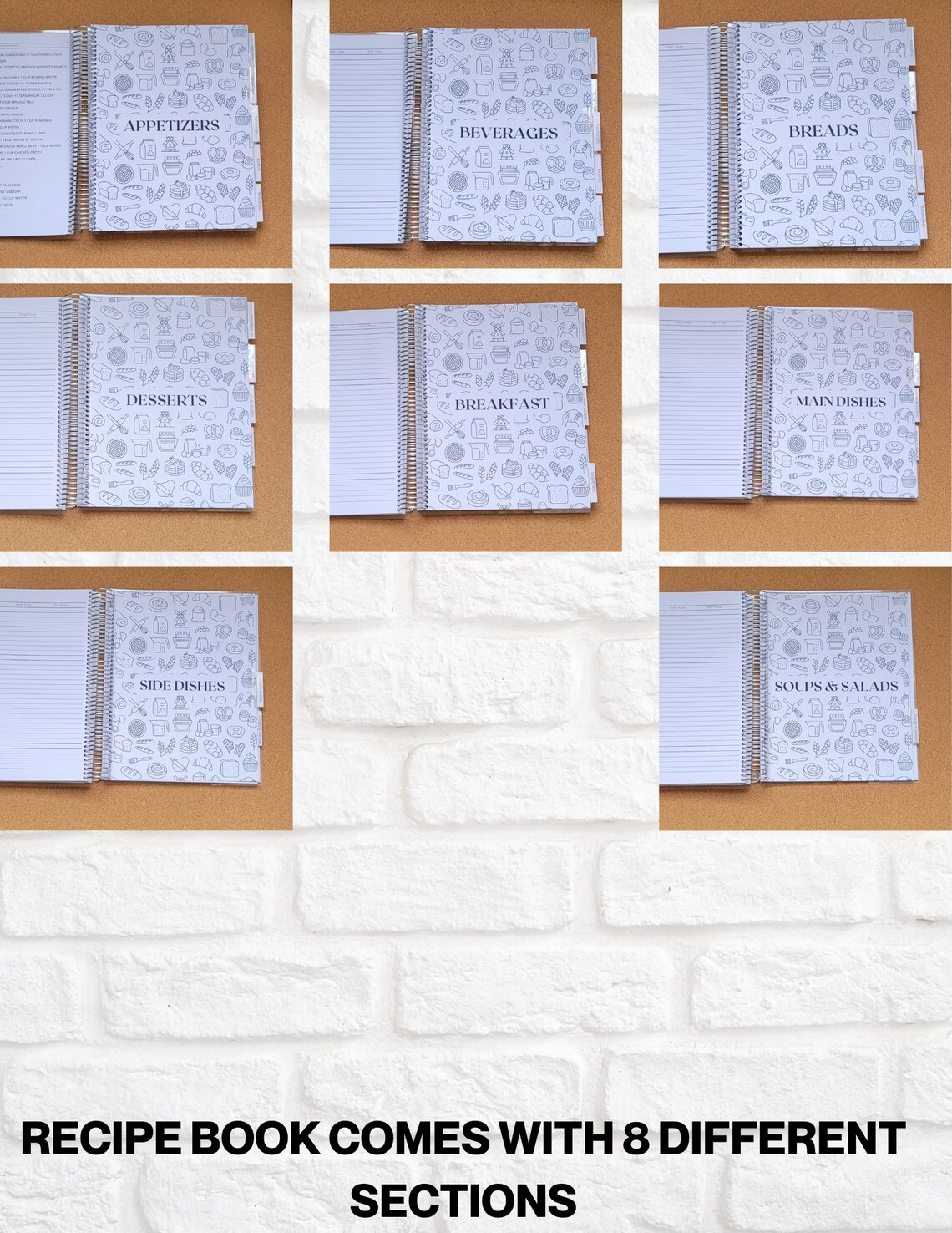 RECIPE Book, Blank, Coiled, 8.5x11, Tabbed, Neutral, Food Journal ...