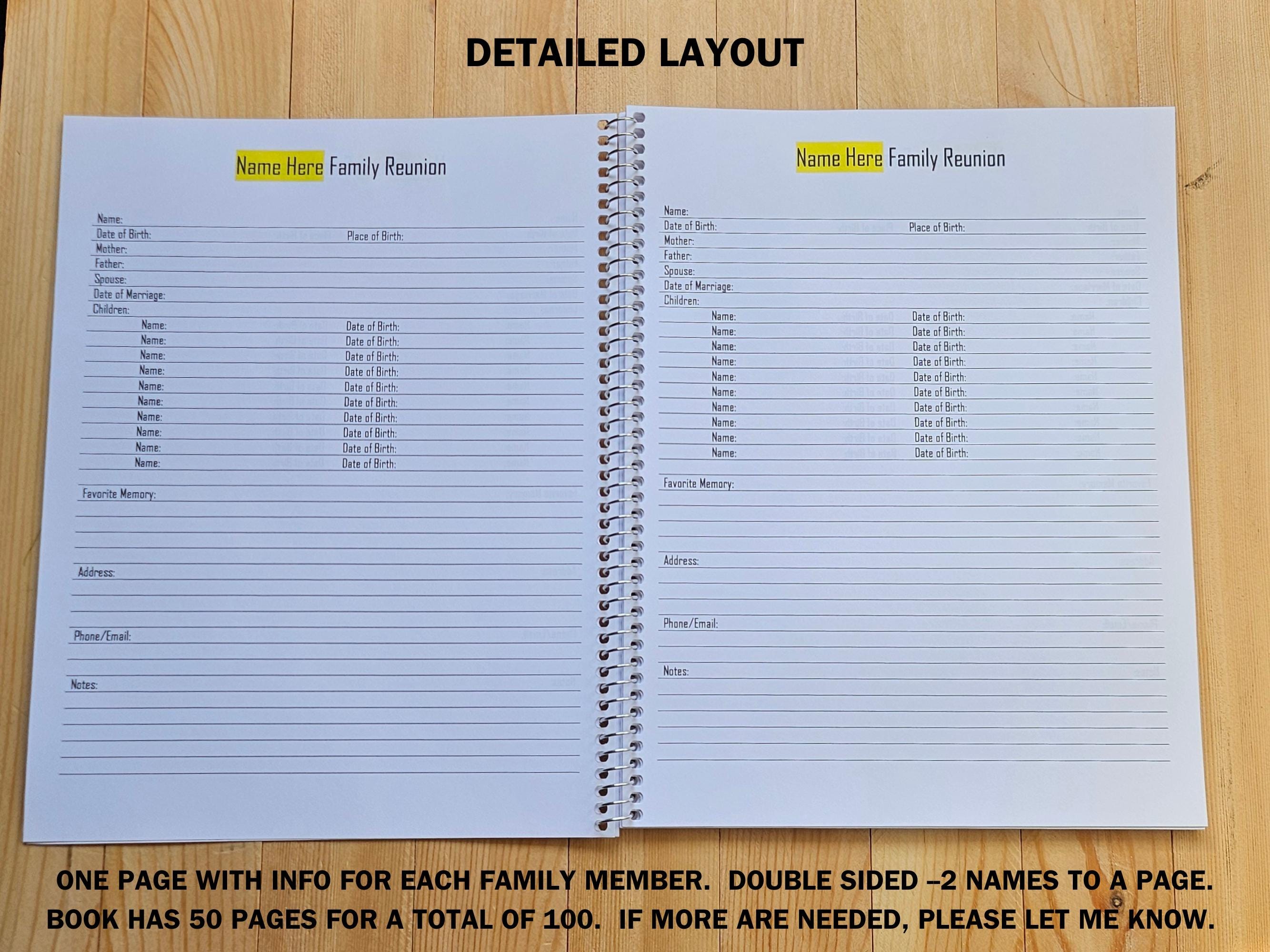 Personalized Family Reunion Log Book: Guest Sign In, Memory Keeper - Etsy