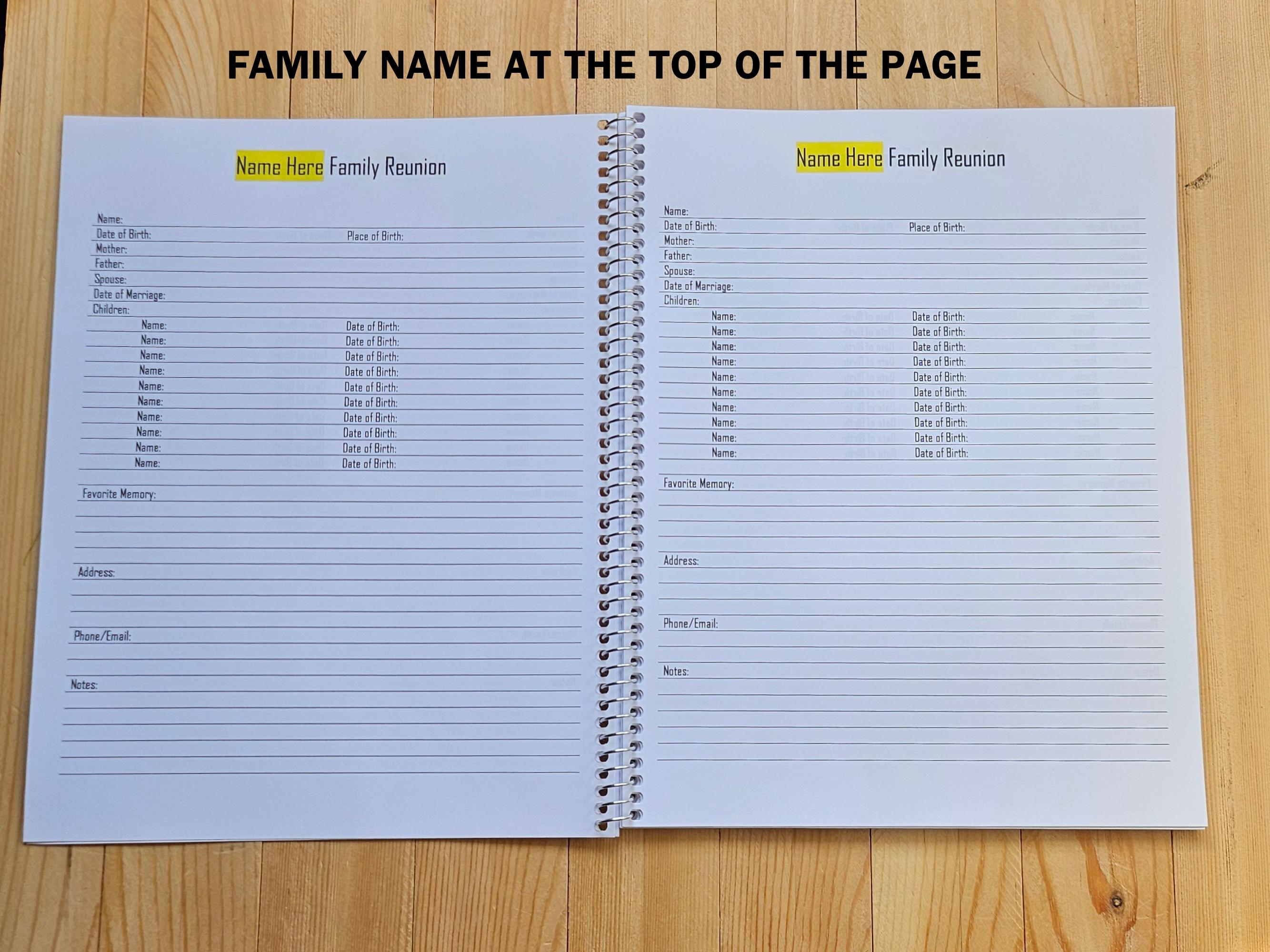 Personalized Family Reunion Log Book: Guest Sign In, Memory Keeper - Etsy