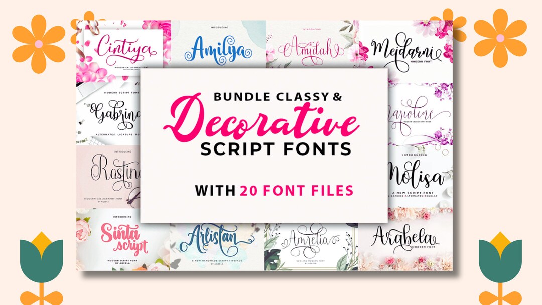 The Classy and Decorative Script Font Bundle Sale, Cursive Calligraphy ...