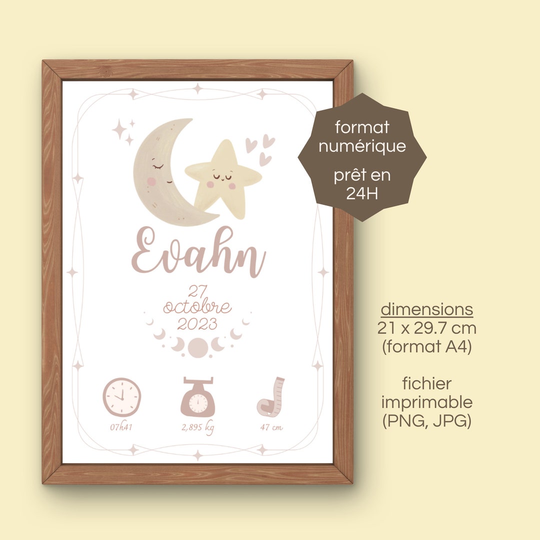 Personalized Birth Poster, Baby First Name Poster, Birth Data, Birth ...