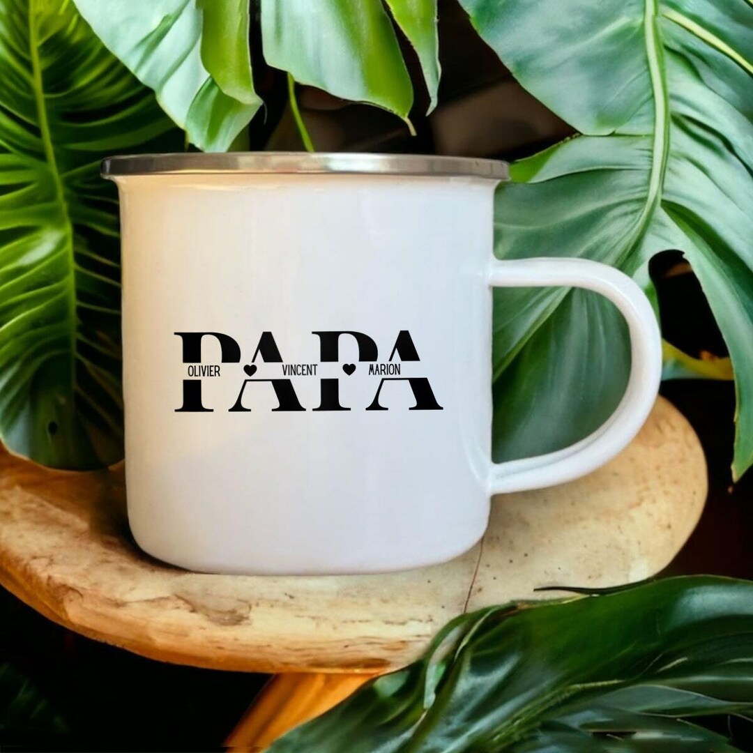 Dad Mug With Personalized Names in Enameled Metal Camping and Travel ...