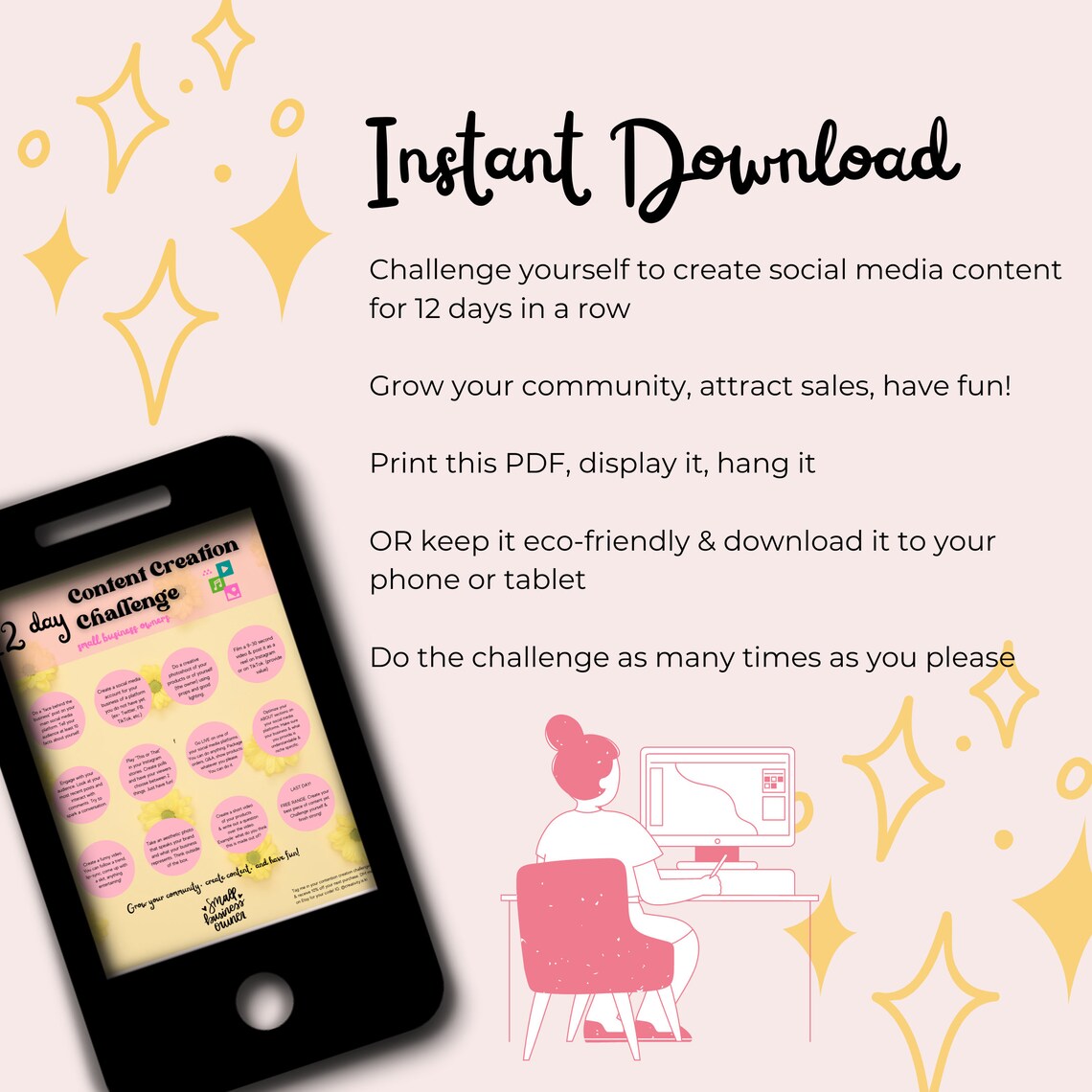 Content Creation Challenge Instant Download PDF Digital Download Social ...
