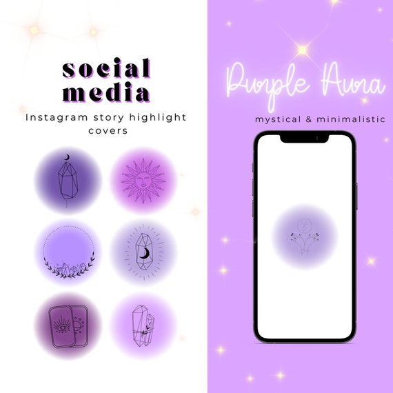 30 Purple Instagram Highlight Covers Minimal Line Art | Etsy