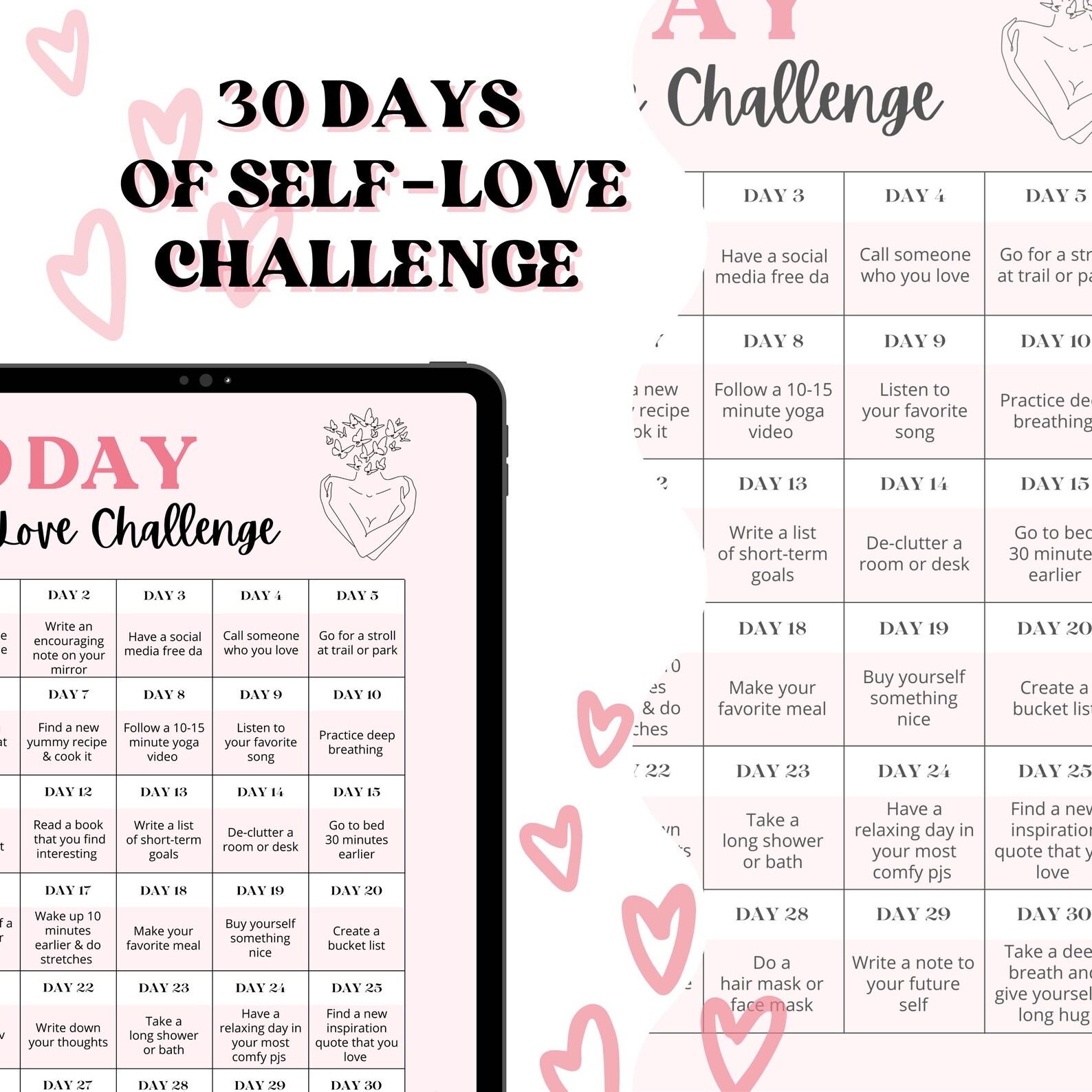 30 Day Self-love Challenge Self-care Challenge Instant Download PDF ...