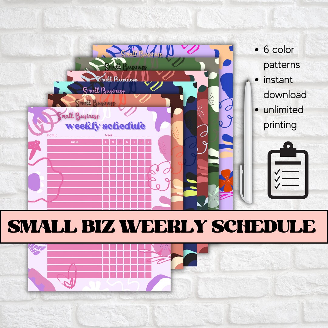 Small Business Weekly Schedule Weekly Schedule Planner Small Business ...