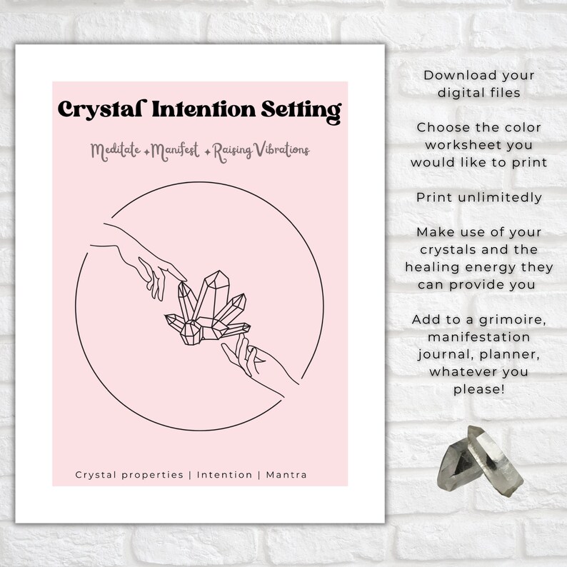 Crystal Intention Setting Worksheet Manifestation Journal Page Grimoire ...