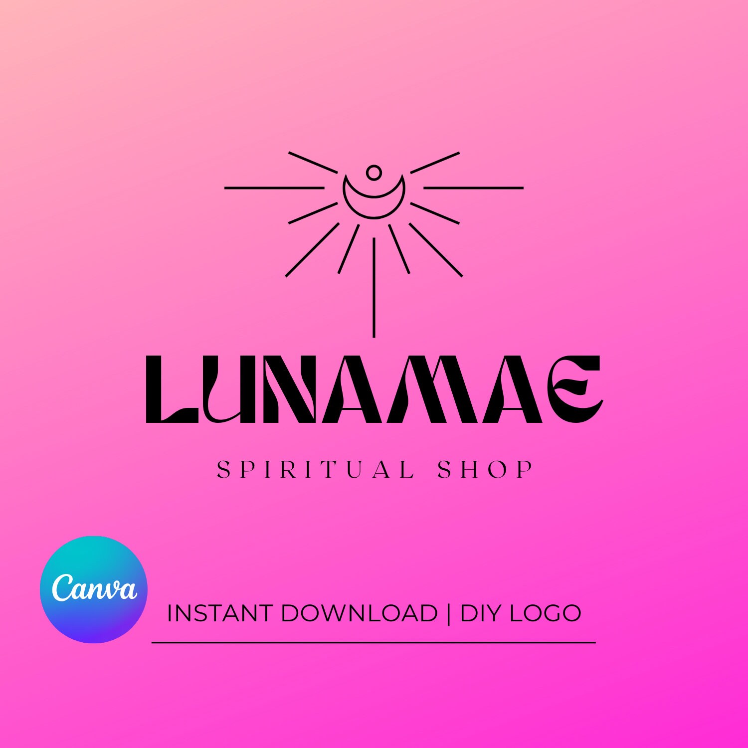 Editable Crystal Shop Logo DIY Spiritual Logo Pink Logo Template ...