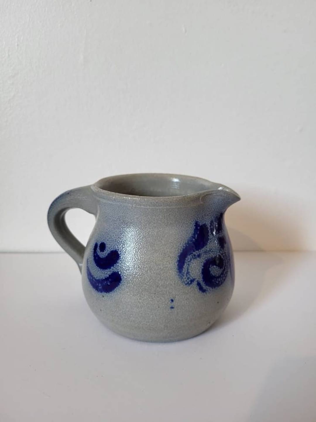 Vintage Salt Glazed Pottery Colbalt Blue Pitcher Jug - Etsy