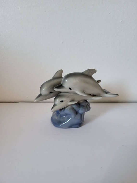 Vintage Ceramic Dolphins Riding Wave - Etsy