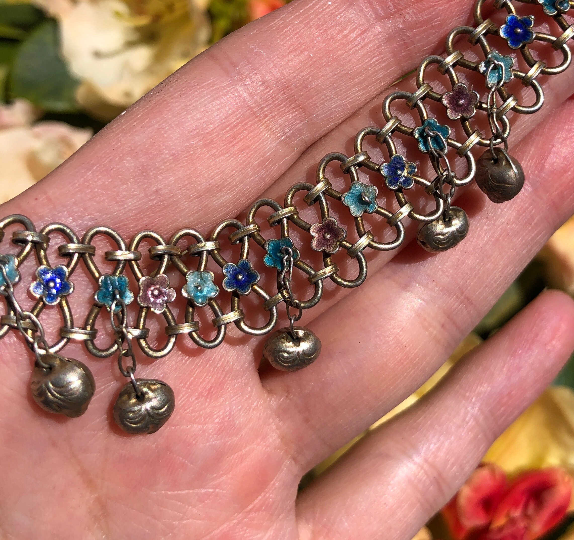 Vintage Chinese Floral Enamel Ceremonial Bell Bracelet - Etsy