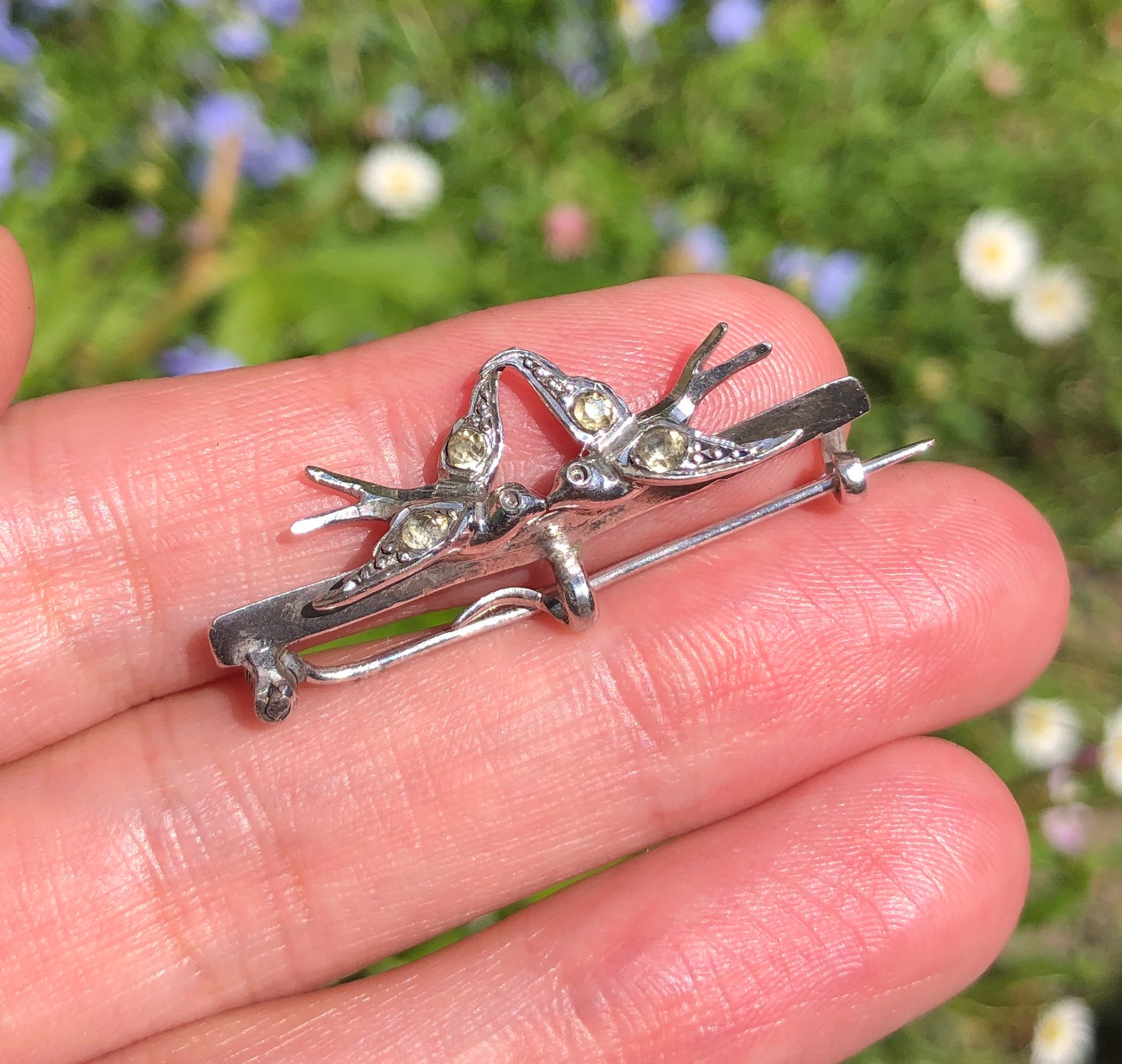 Vintage Silver Swallow Bird Charm Holder Brooch - Etsy