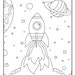 Space Coloring Book Pages for Kids: Explore Aliens, Spaceships, Planets ...