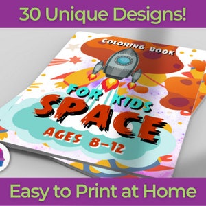 Space Coloring Book Pages for Kids: Explore Aliens, Spaceships, Planets ...
