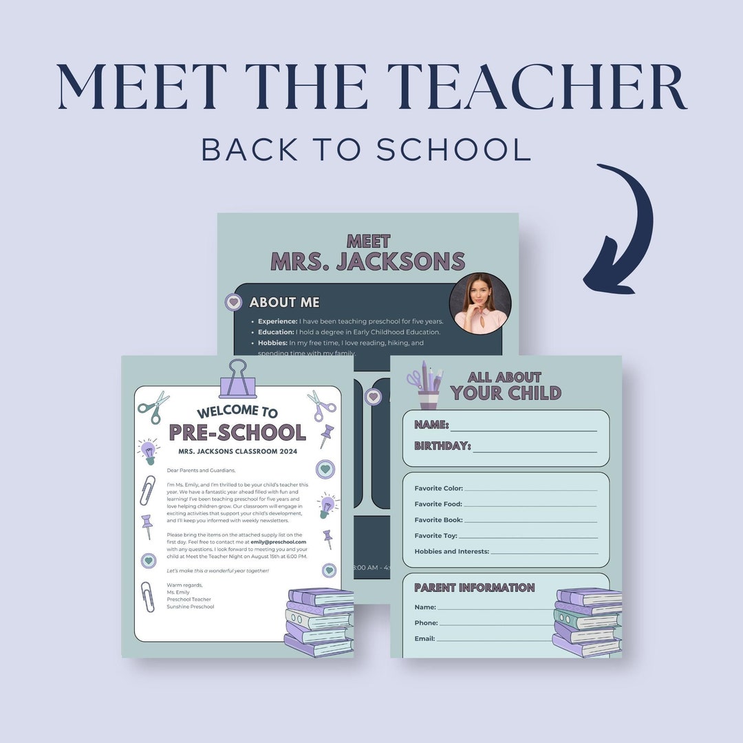 Back to School Meet the Teacher Page - Printable Class Flyer & School ...