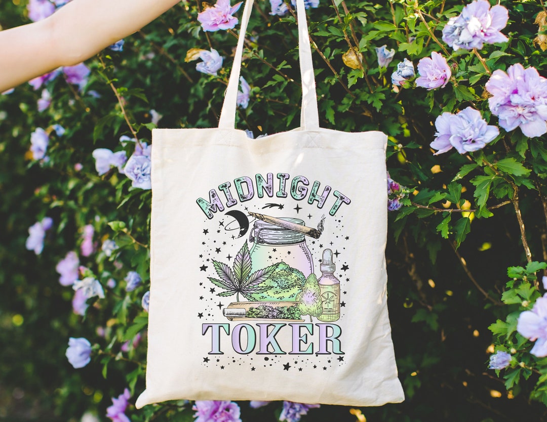 Midnight Toker Canvas Tote Bag, 420 Tote Bag, Weed Tote Bag, Stoner ...