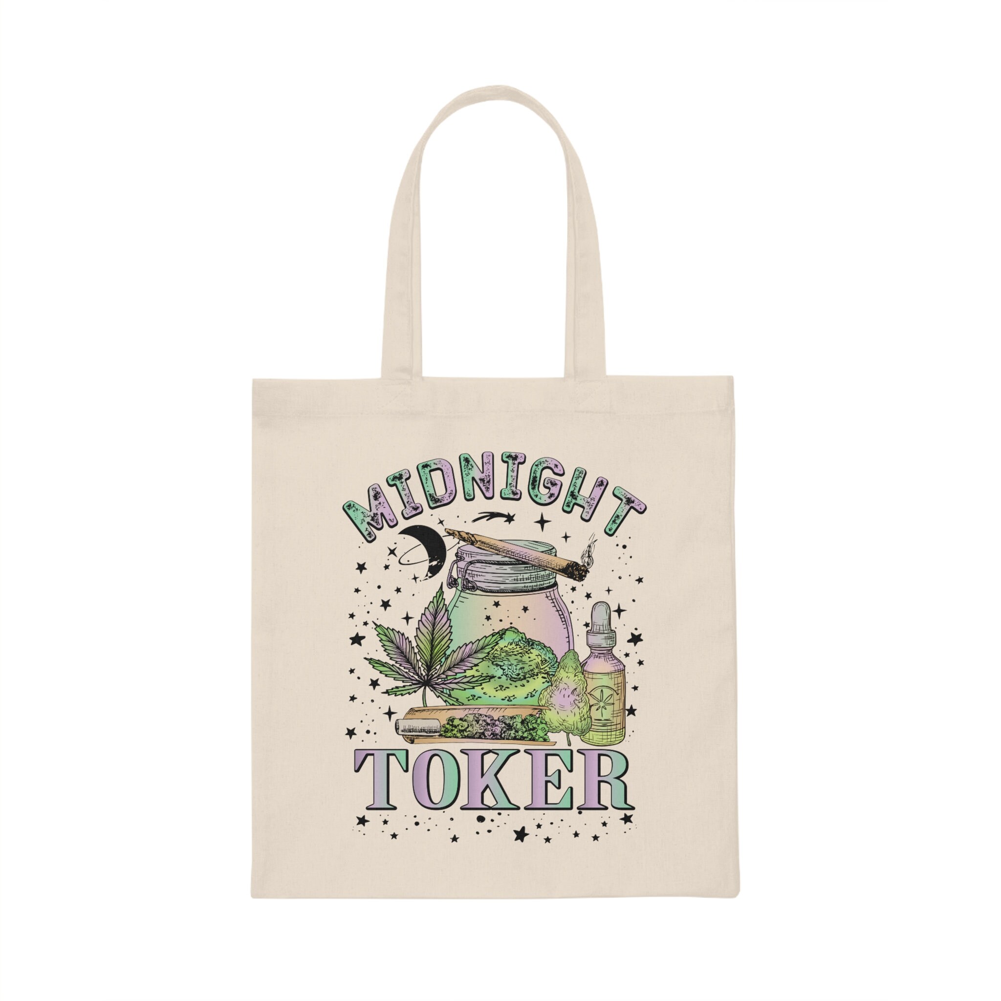 Midnight Toker Canvas Tote Bag, 420 Tote Bag, Weed Tote Bag, Stoner ...