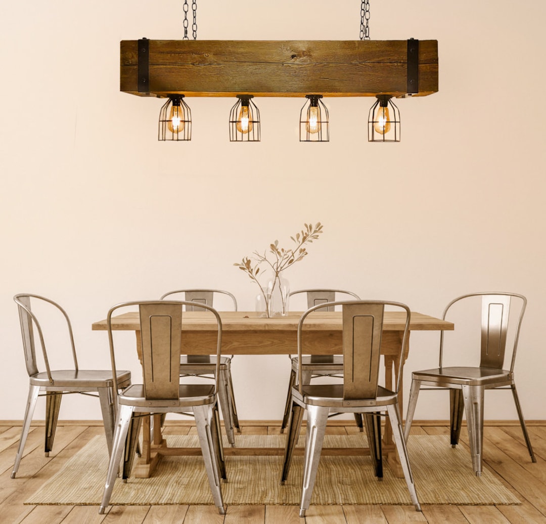 Reclaimed Wood Light,rustic Island Light, Kitchen Decor, Pendant Beam ...