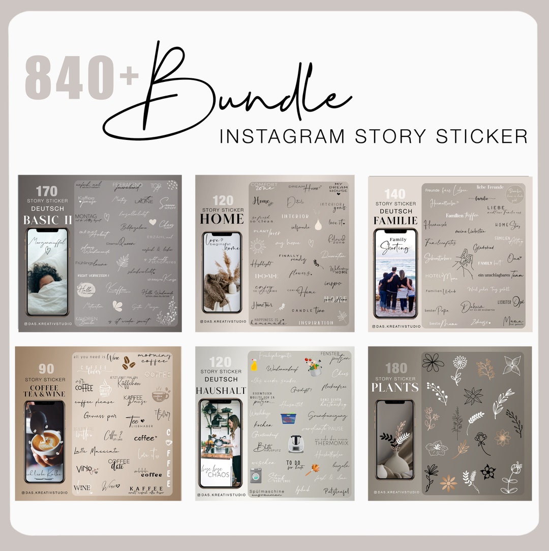 840 Instagram Story Sticker Bundle 2 Mix Frames Home Mixed Basic Family ...