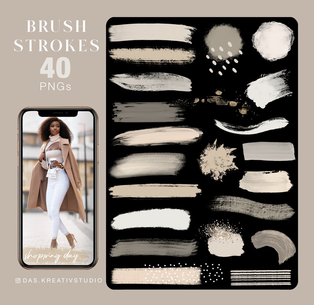 40+ Instagram Story Sticker Brushes Planner Brushstrokes Neutral ...