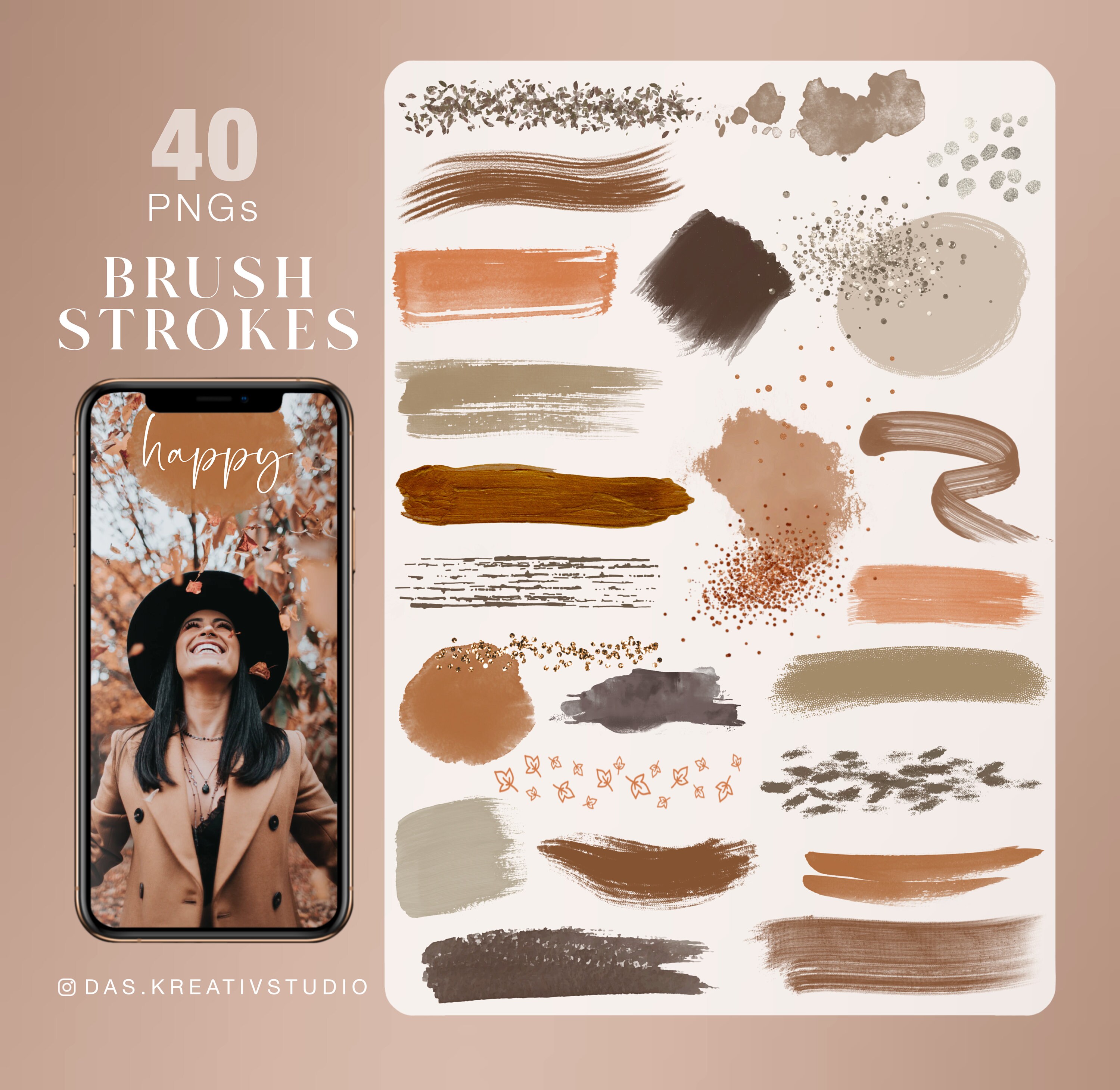 40 Instagram Story Sticker Brushes Planner Paint Strokes Autumn Nude ...