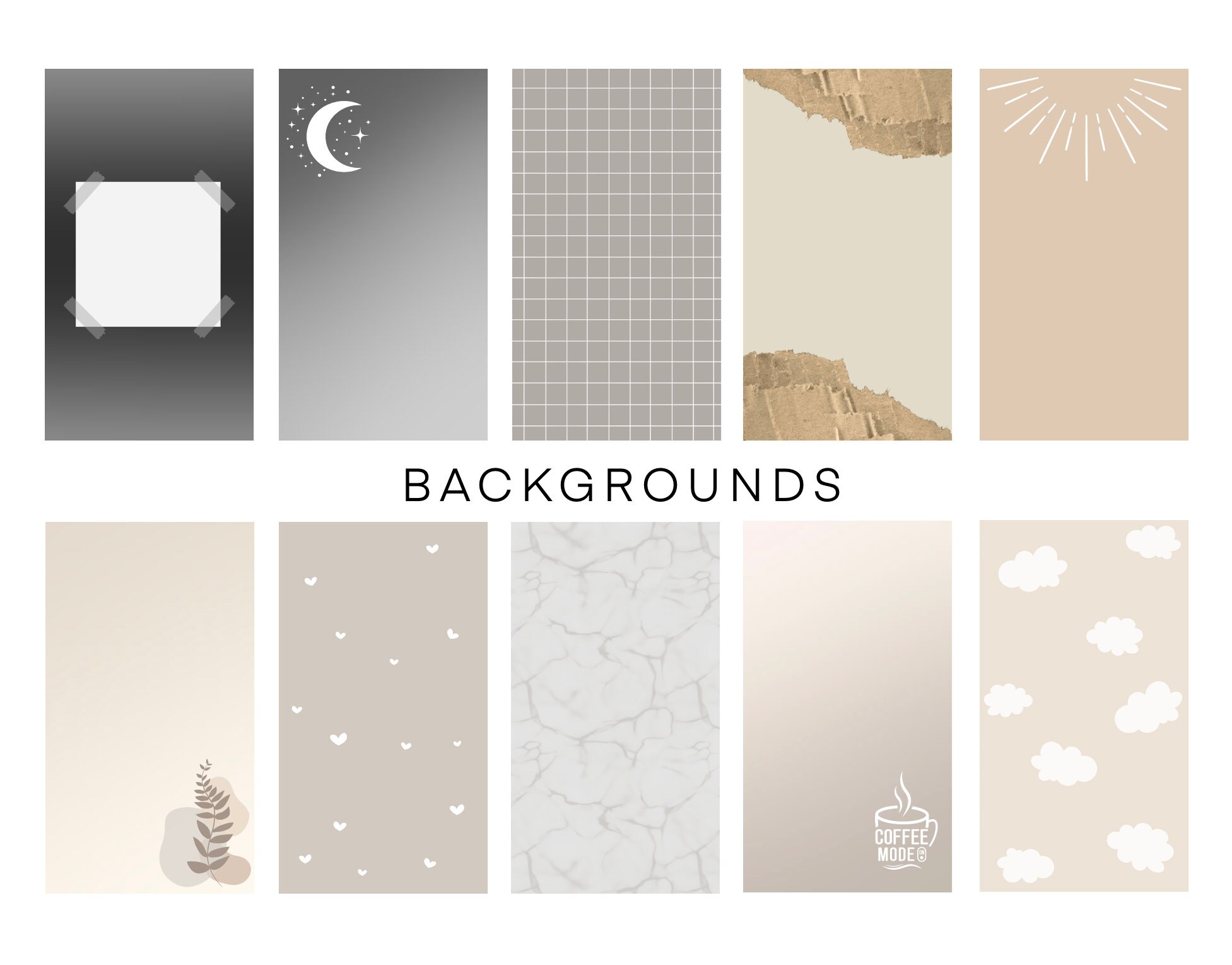 20 Instagram Story Backgrounds Bundle Beige Hintergründe Template ...