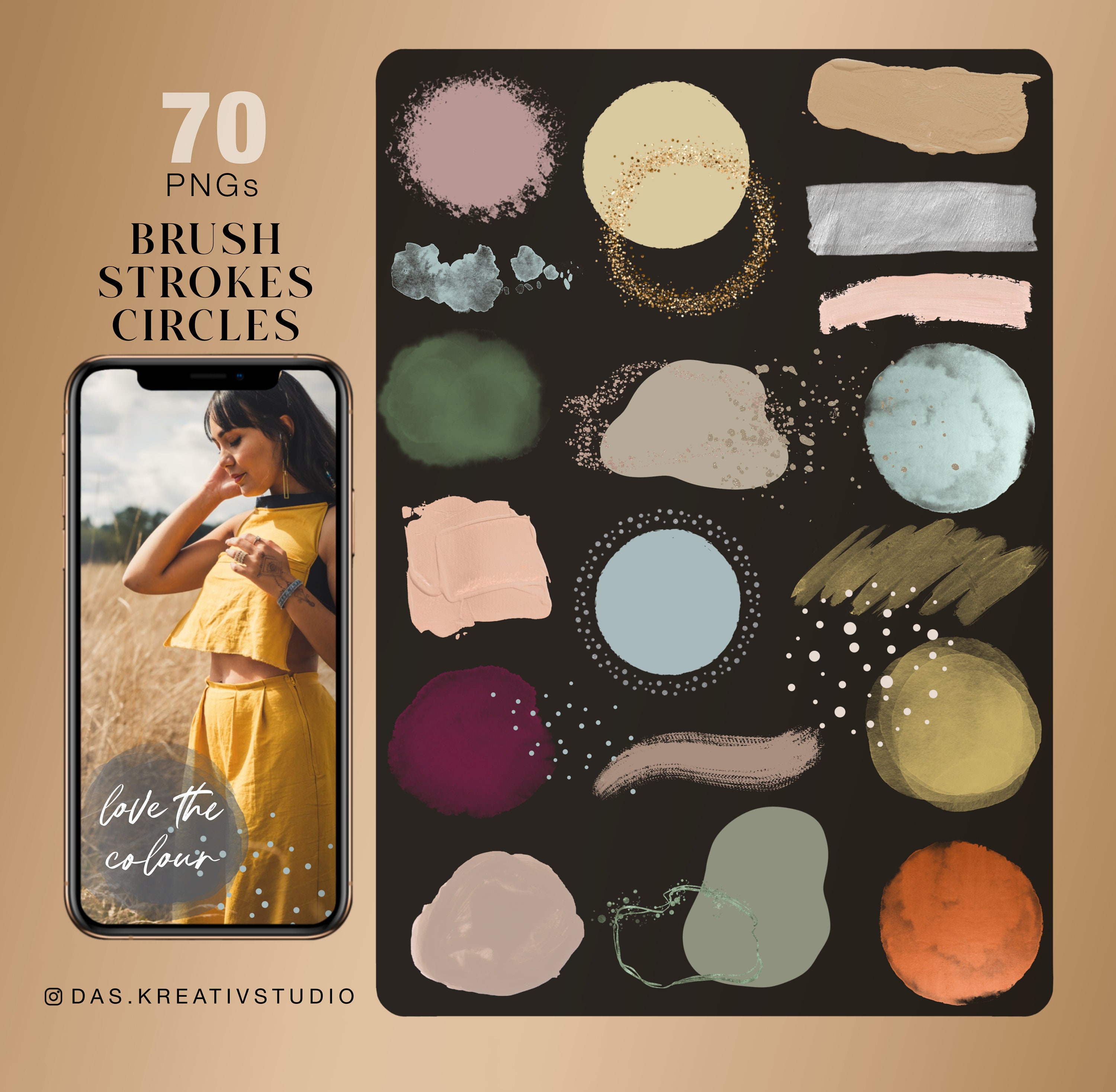 70 Instagram Story Sticker Brushes Planner Brushstrokes Colorful ...