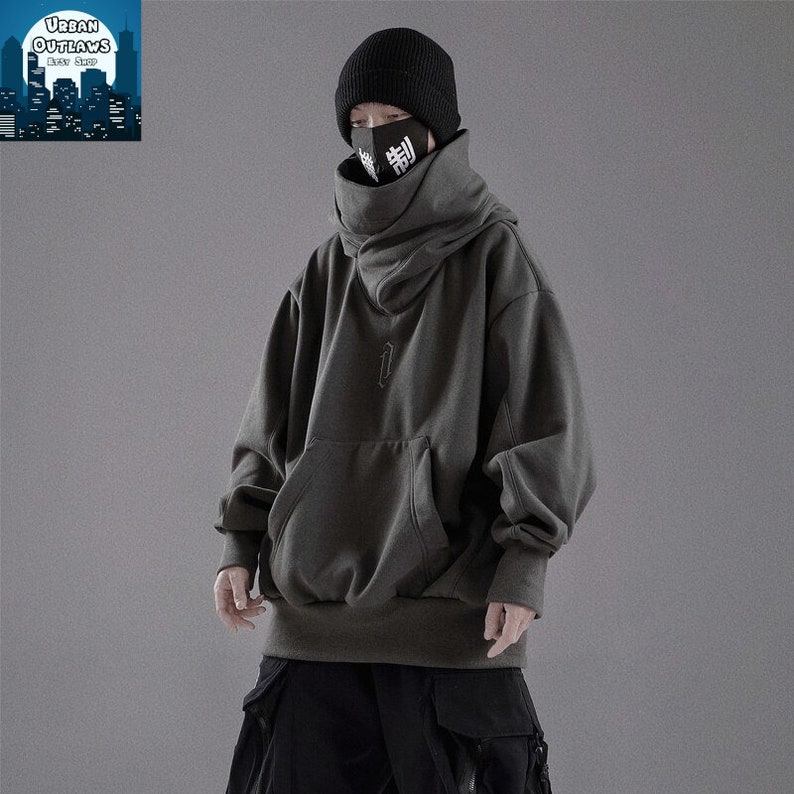 Japanese Techwear High Collar Hoodie Urbanistic Steampunk - Etsy