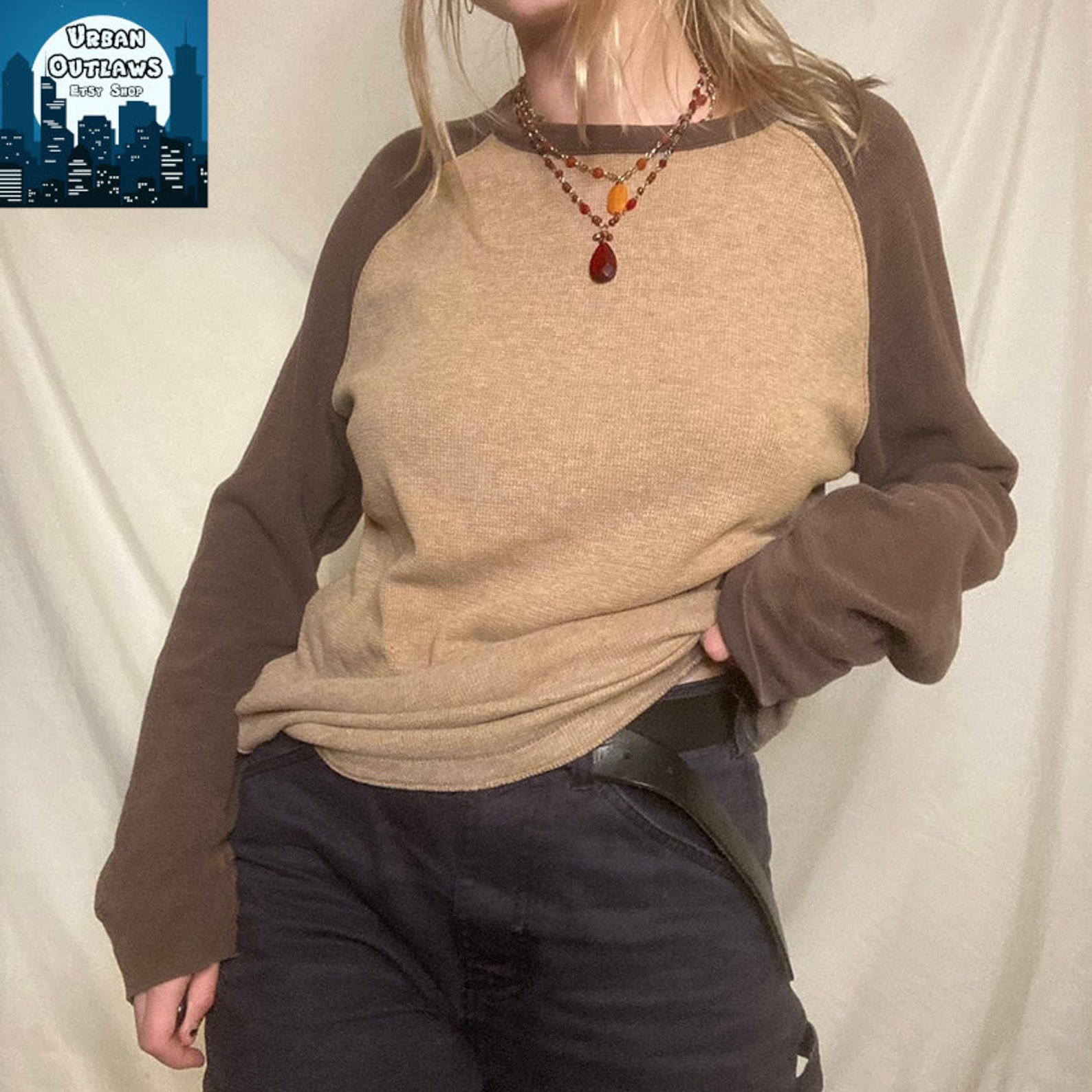 Y2K Long Sleeve Patchwork Shirt Basic Ribbed Loose Top - Etsy