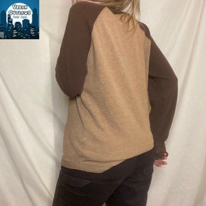 Y2K Long Sleeve Patchwork Shirt, Basic Ribbed Loose Top, Stylish Preppy ...