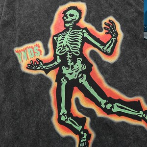 Y2K Skeleton Print T-shirt Vintage Acid Washed Pullover - Etsy