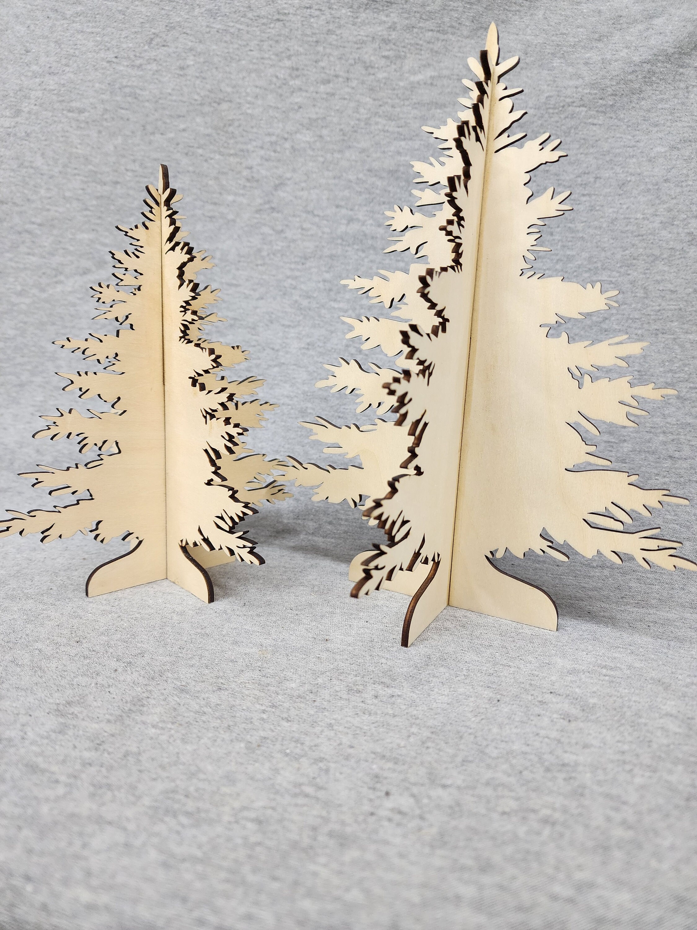 Wood Tree set of 2 Laser Cut Wood Tree Holiday Decor Home - Etsy