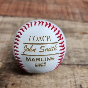 Laser Engraved Leather Baseball, Baseball Coach's Gift, Custom Design ...