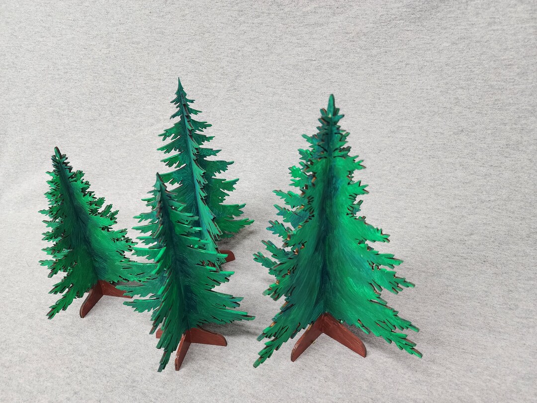 Wood Tree (set of 2), Laser Cut Wood Tree, Holiday Decor, Home Decor ...