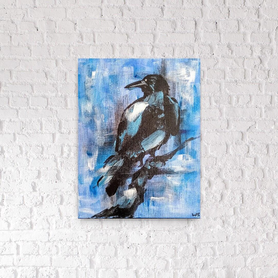 Black Crow Painting Raven Bird Original Art USA Texas Animal Hand ...