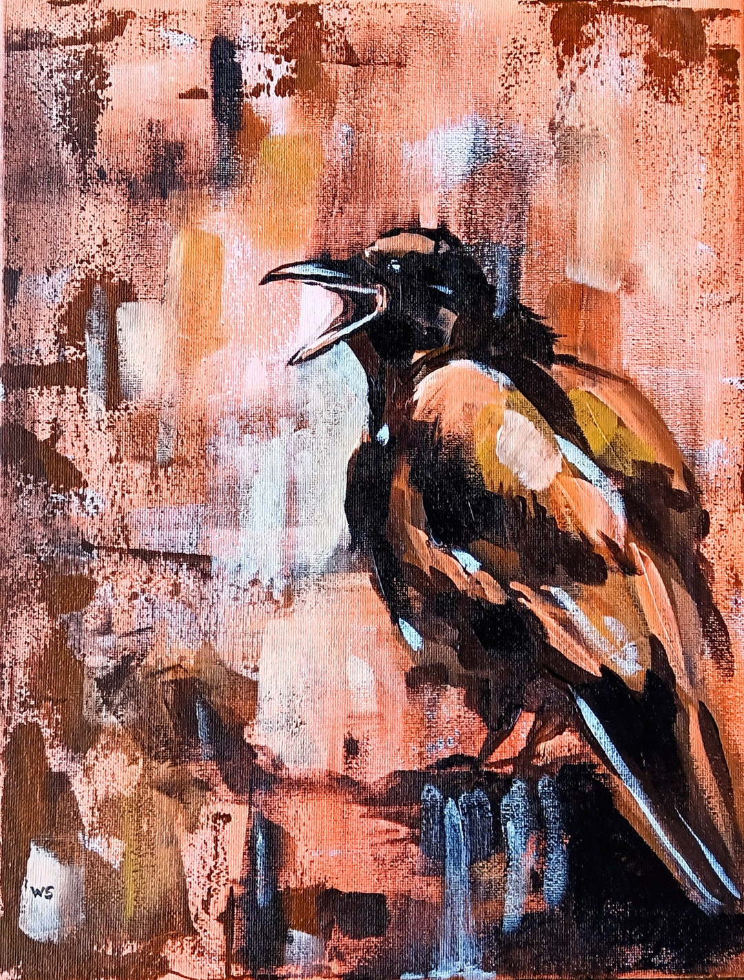 Black Crow Painting Raven Bird Original Art USA Texas Animal Hand ...