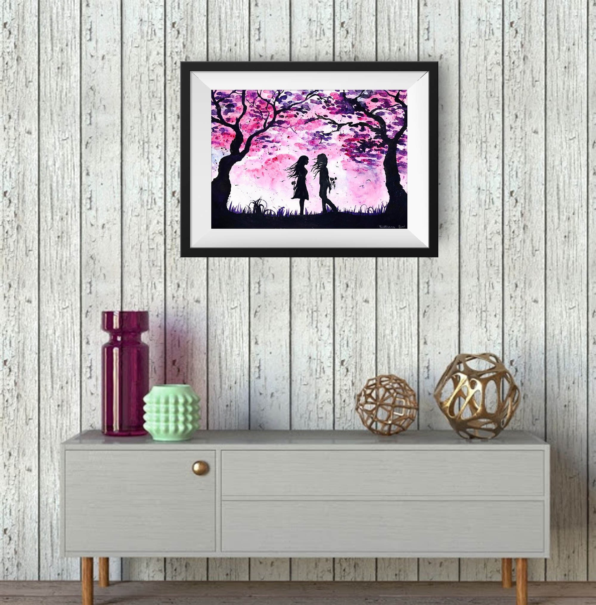 Lesbian Painting Lgbt Artwork Romantic Wall Art Pink Purple - Etsy