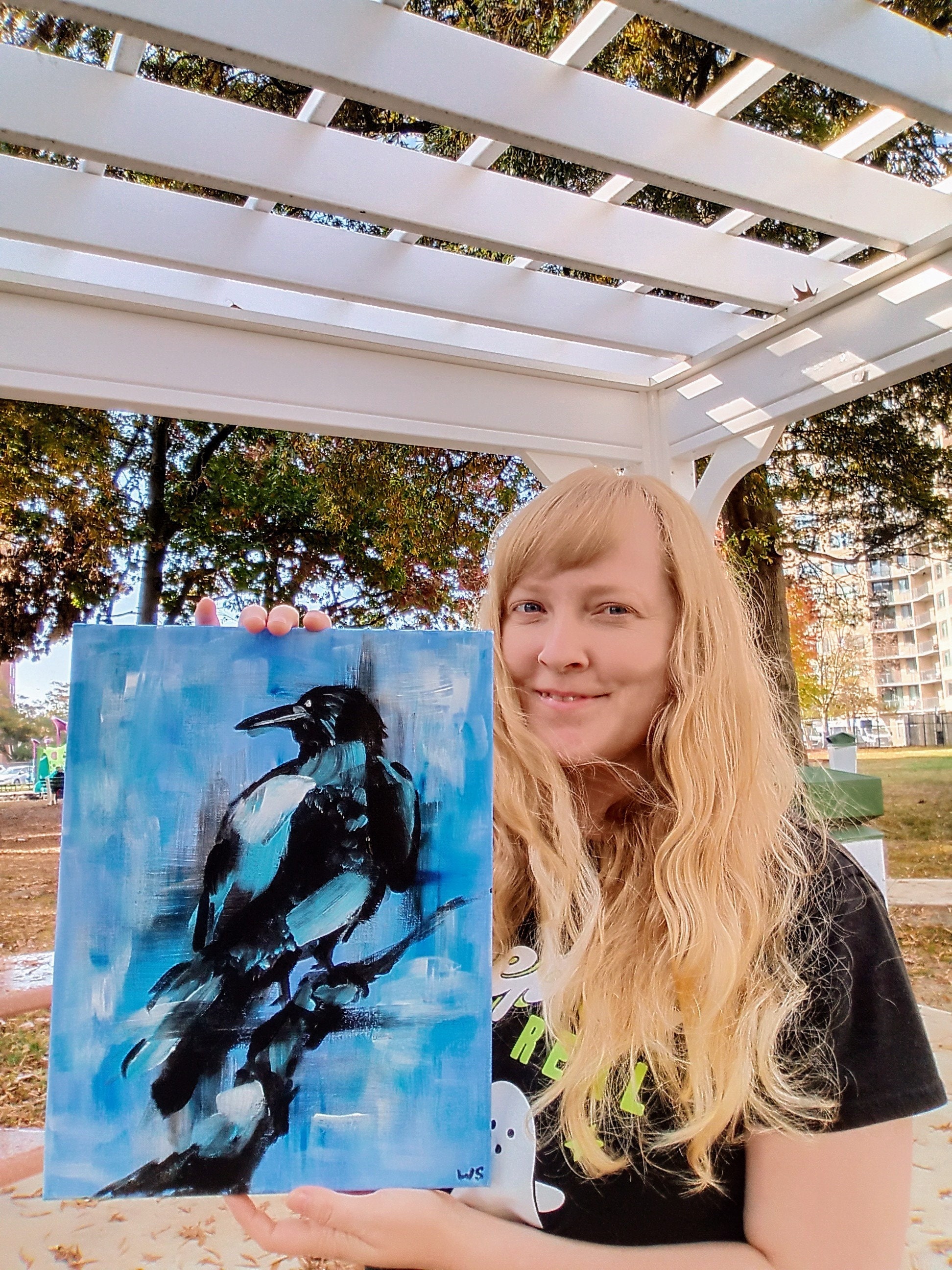 Black Crow Painting Raven Bird Original Art USA Texas Animal - Etsy