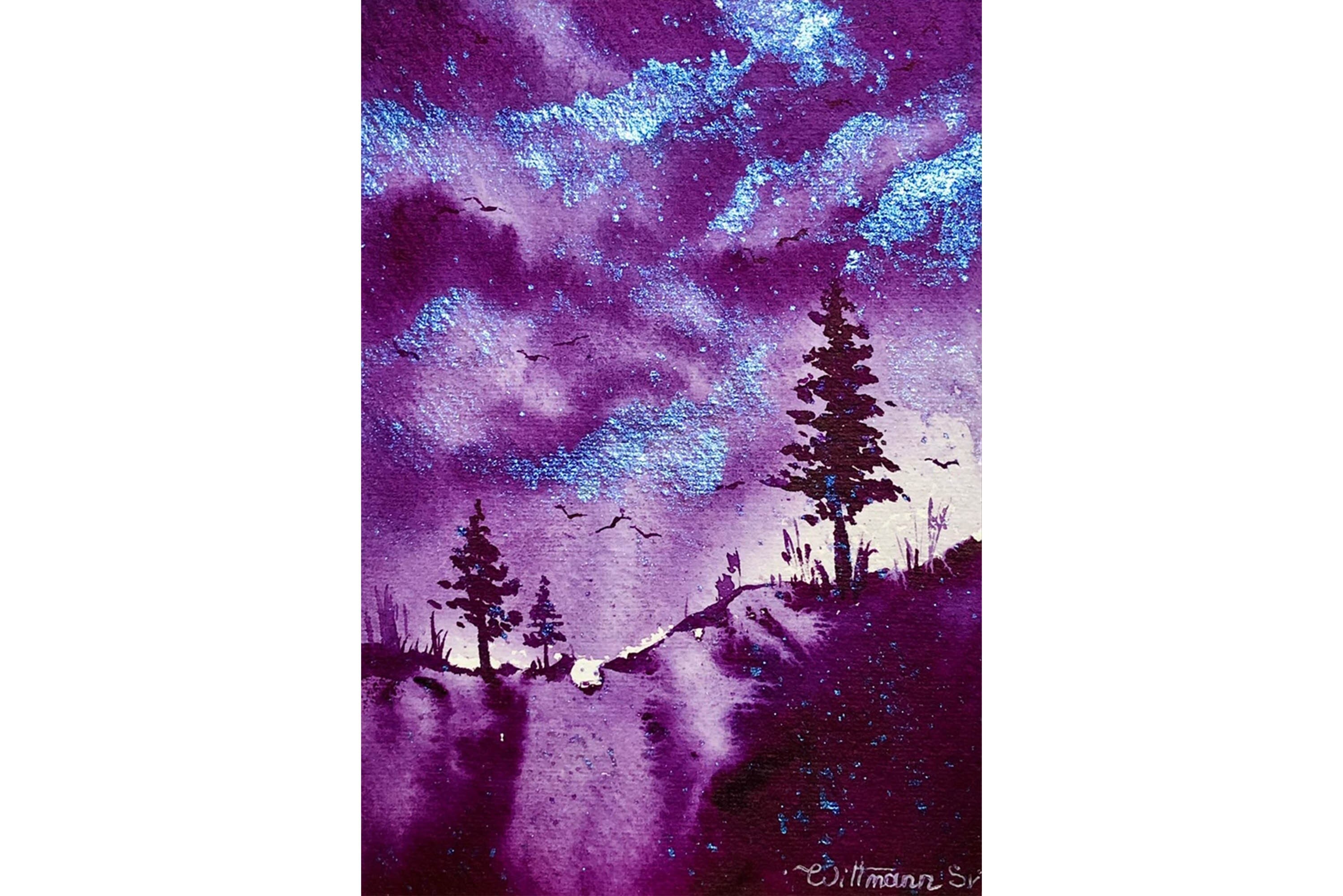 Lake Night Sky Painting Original Nocturne Painting Starry Night Milky ... Lake Night Sky Painting Original Nocturne Painting Starry Night Milky ...