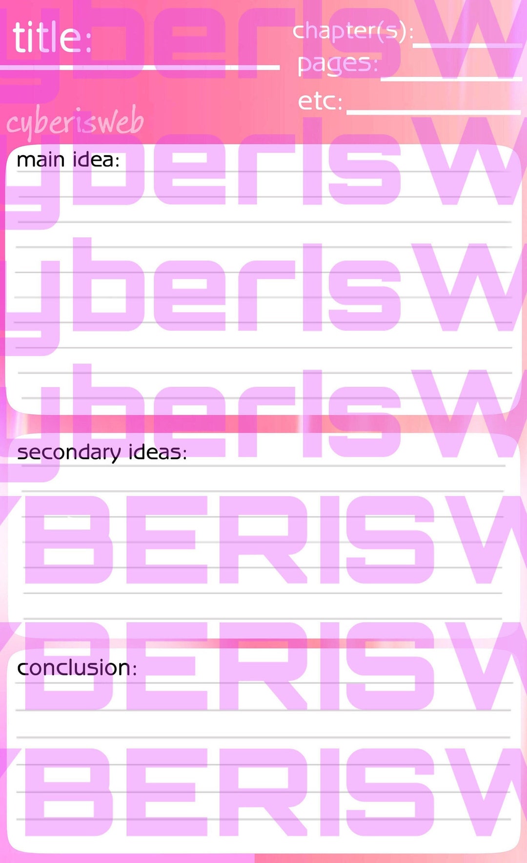 Note Template for School / Book - Etsy